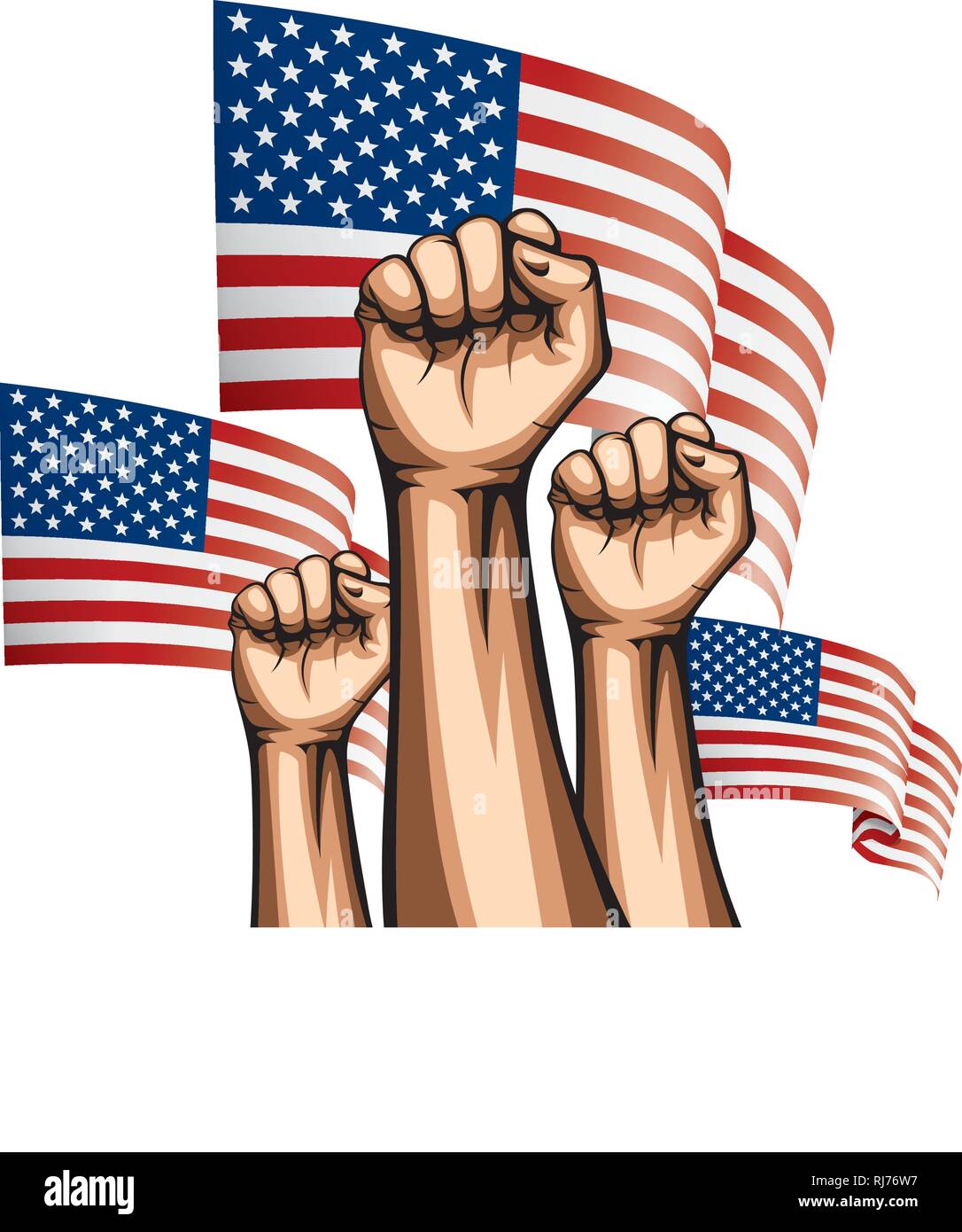 USA flag and hand on white background. Vector illustration Stock Vector ...