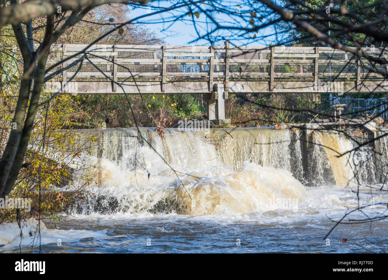 North Mill Weir and sluice gates on the River Rother (Western) in ...