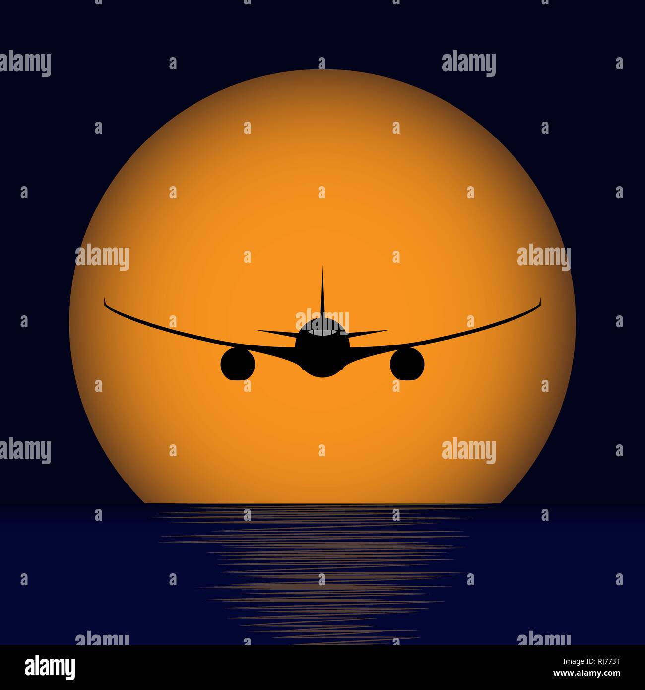 Flight plane over sea against Stock Vector Images - Alamy