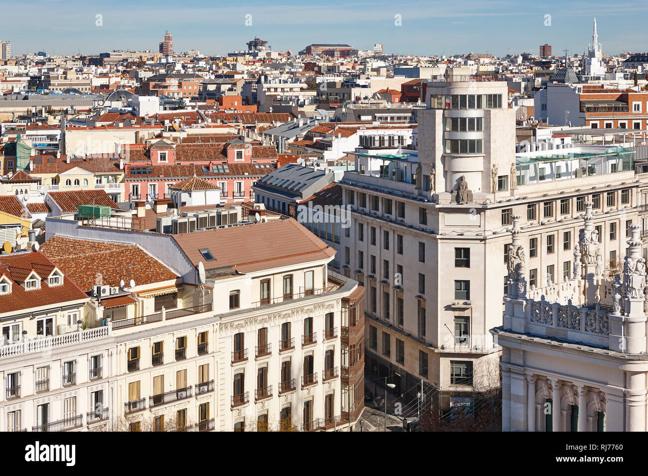 Madrid skyline city center. Downtown traditional buildings. Travel in ...