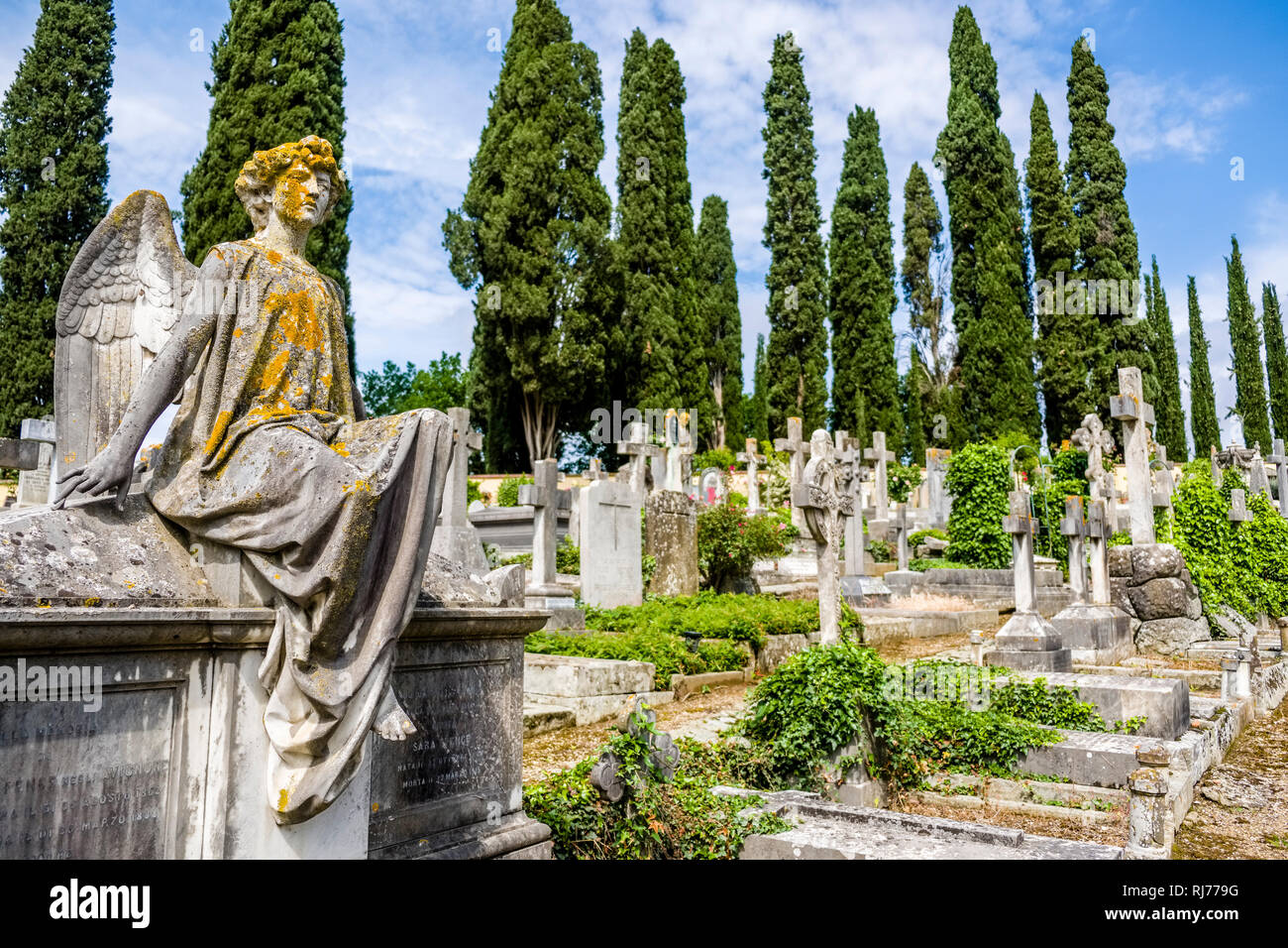 Tombs and Graveyards at Cimitero Evangelico agli Allori Stock Photo - Alamy