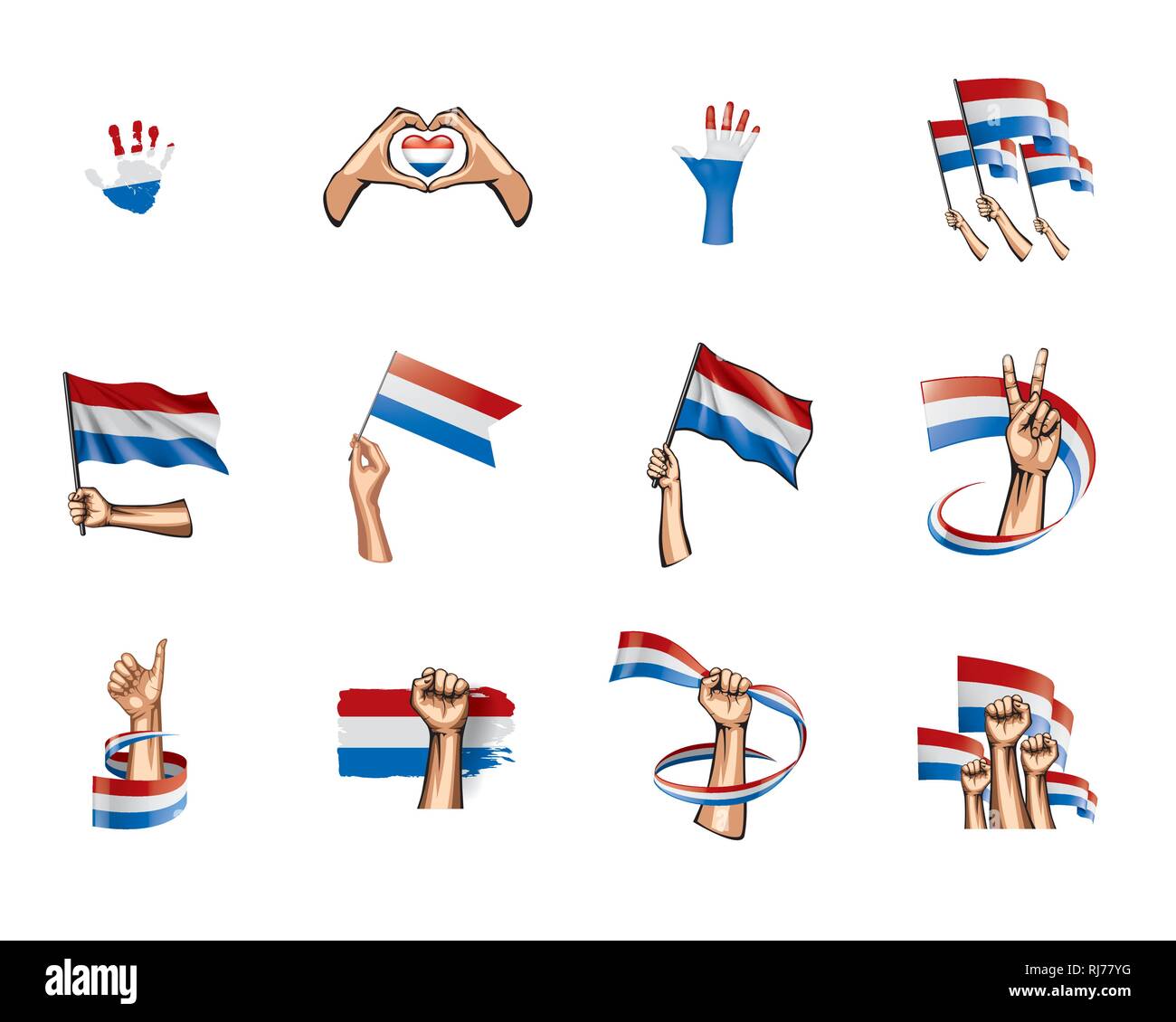 Netherlands flag and hand on white background. Vector illustration ...