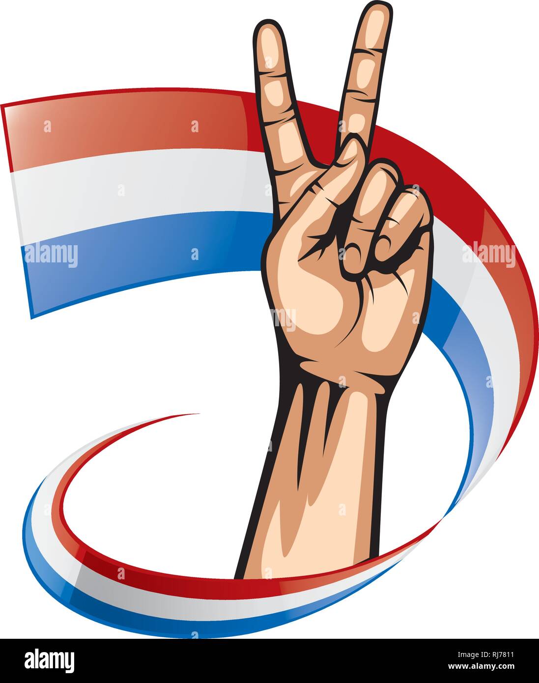 Netherlands flag and hand on white background. Vector illustration ...