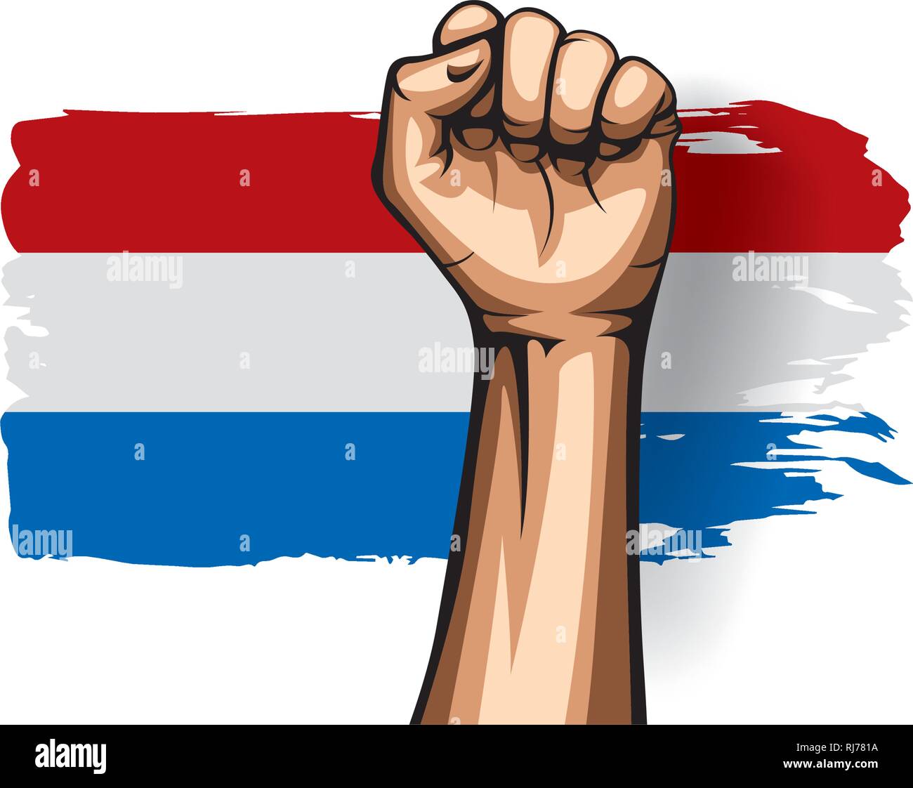 Netherlands flag and hand on white background. Vector illustration ...