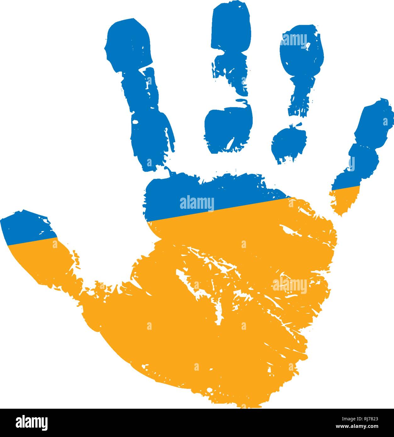 Ukraine flag and hand on white background. Vector illustration Stock ...