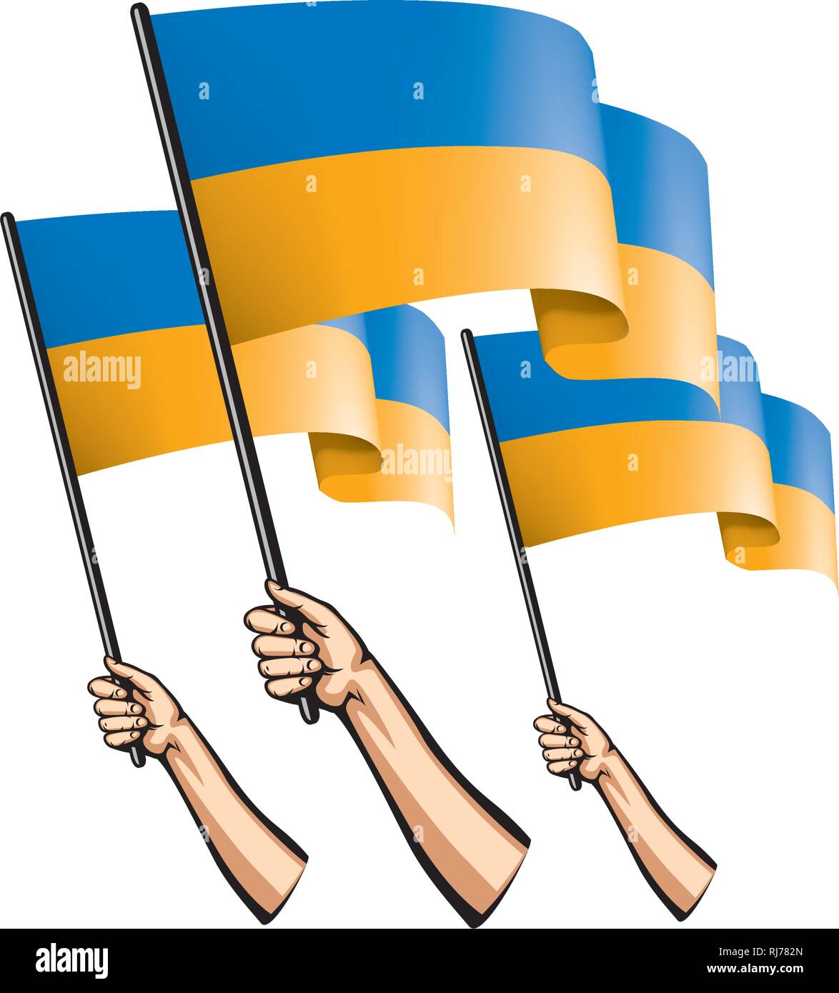 Ukraine flag and hand on white background. Vector illustration Stock ...