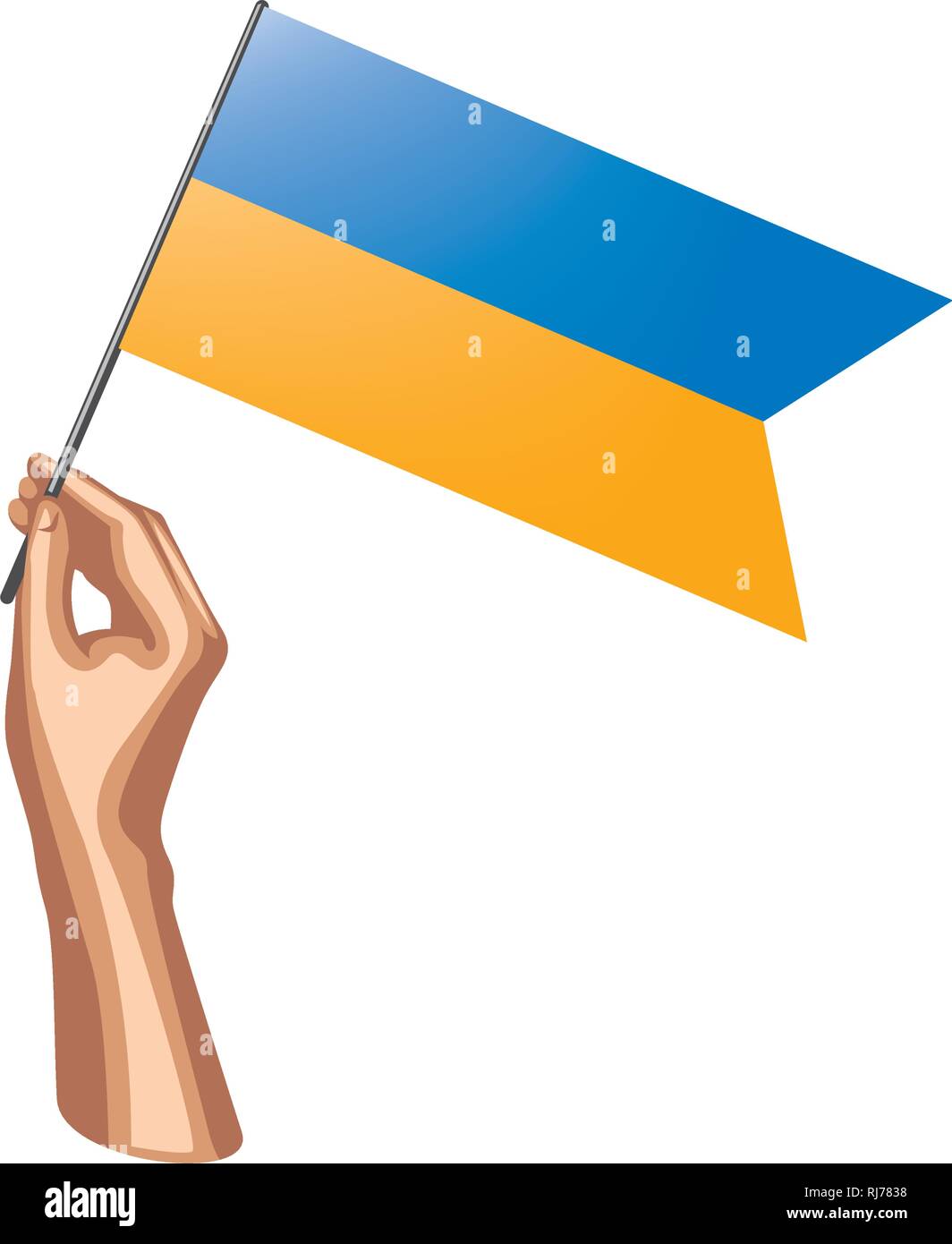 Ukraine flag and hand on white background. Vector illustration Stock ...