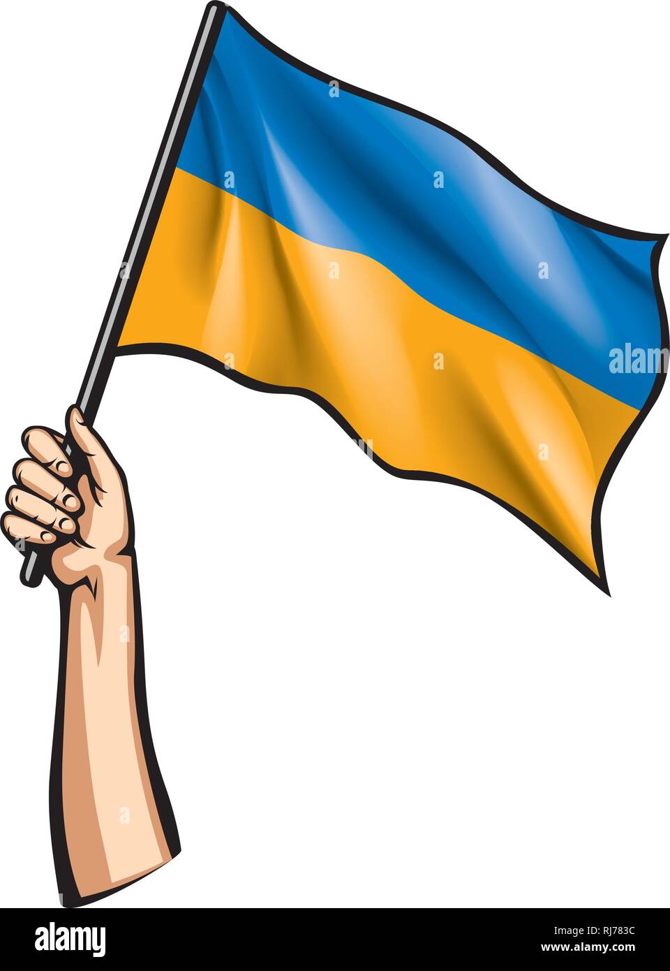 Ukraine flag and hand on white background. Vector illustration Stock ...
