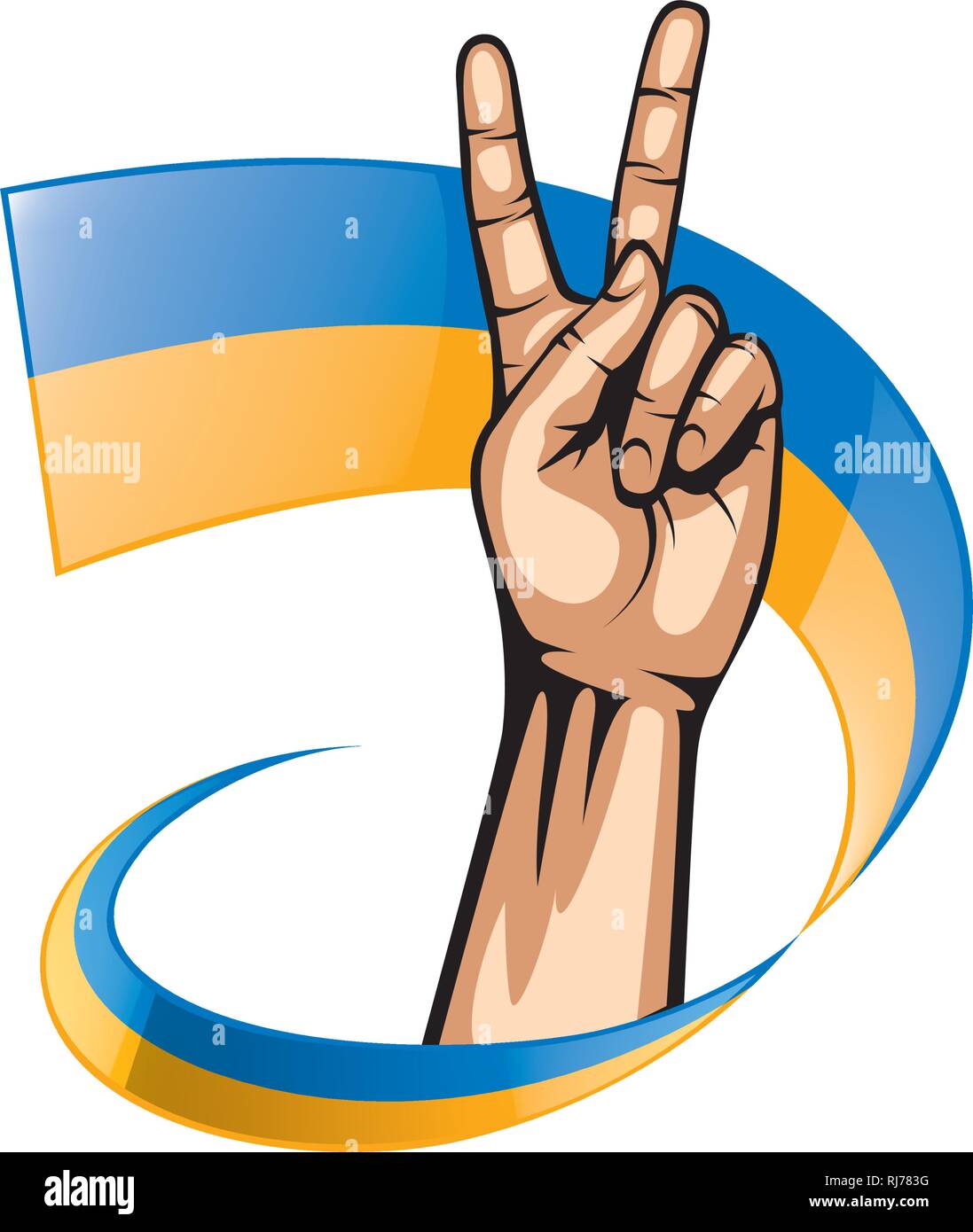 Ukraine flag and hand on white background. Vector illustration Stock ...