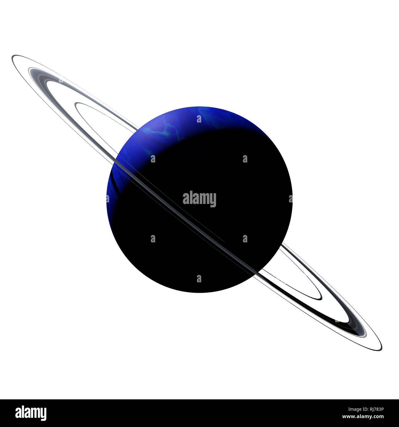 planet Neptune with its rings isolated on white background, part of the solar system (3d space ...