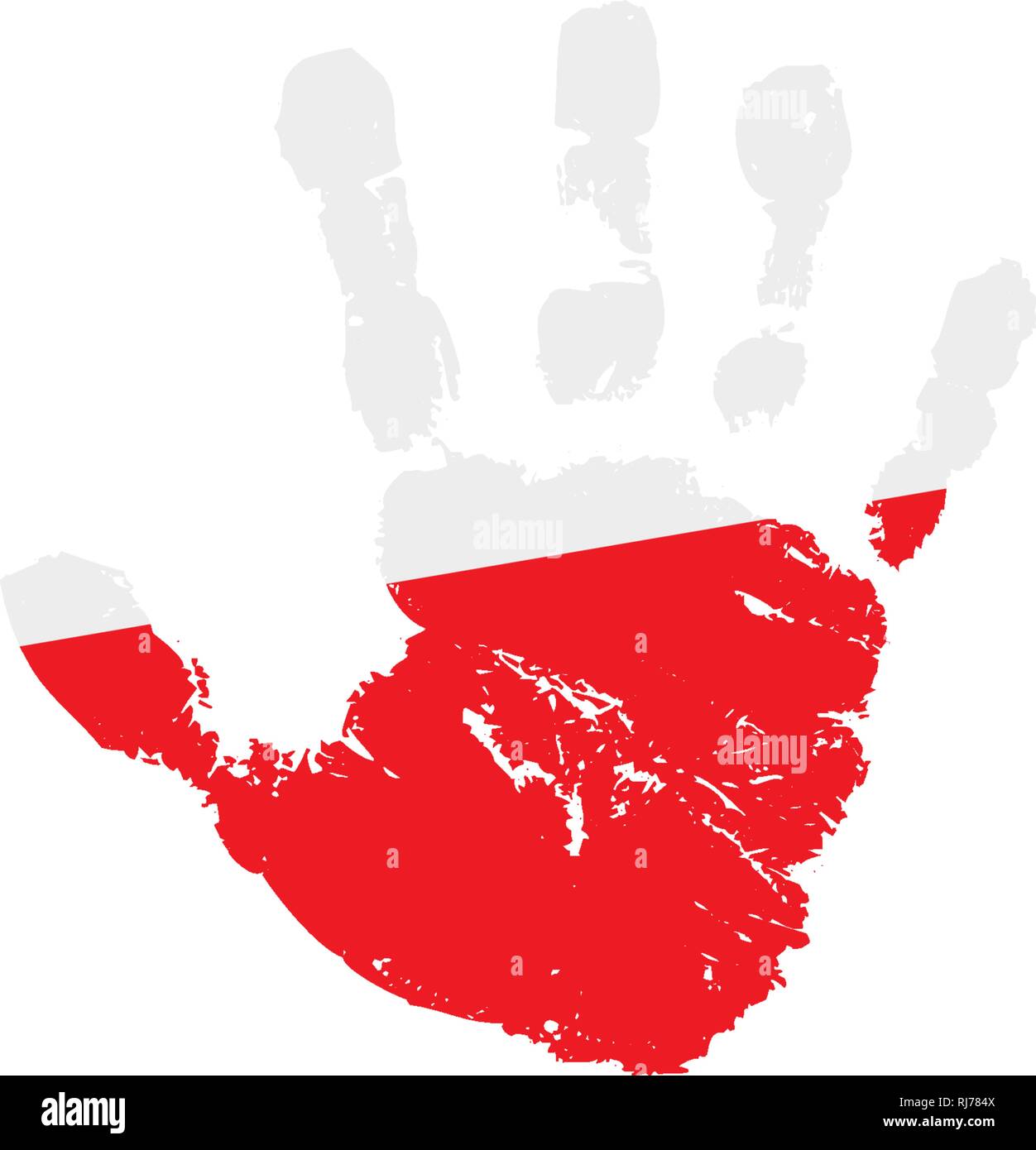 Poland flag and hand on white background. Vector illustration Stock ...