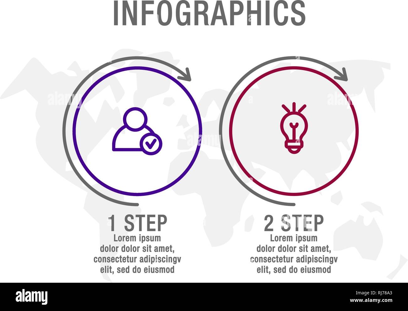 Modern line vector illustration. Infographic circles template with two ...