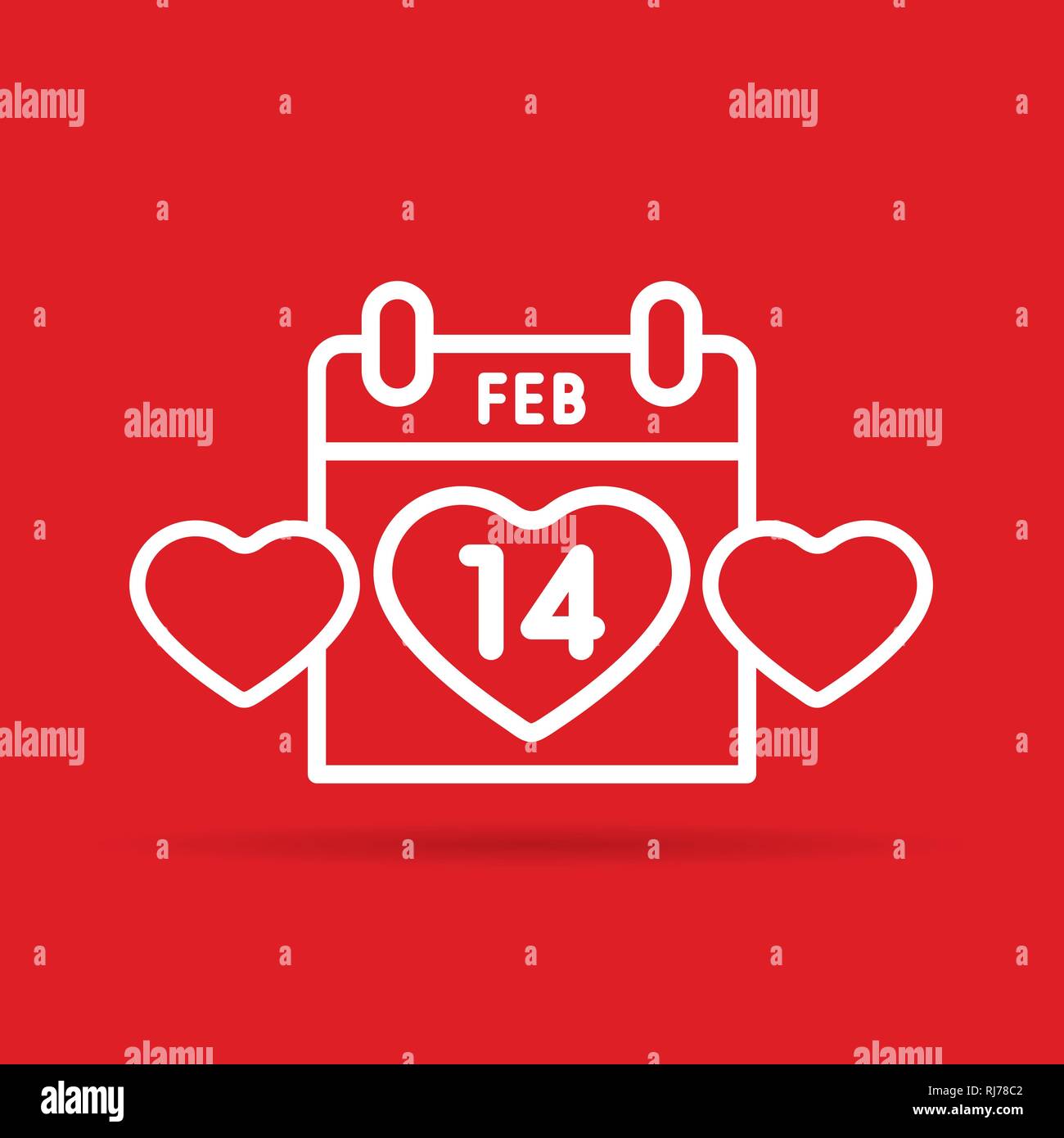 Valentine's Day calendar. February 14th illustration Stock Vector Image ...