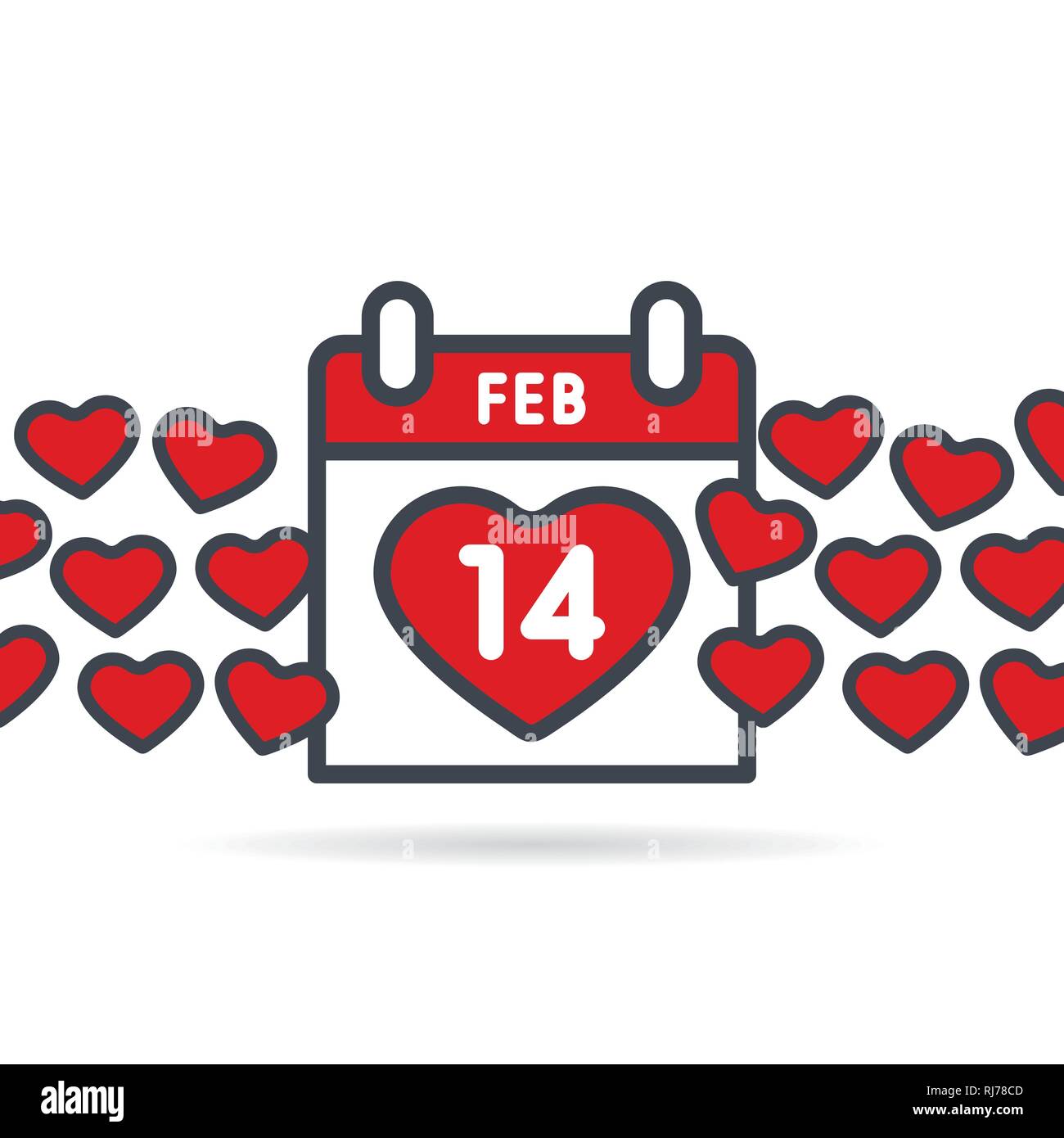 Valentine's Day calendar. February 14th illustration Stock Vector Image ...