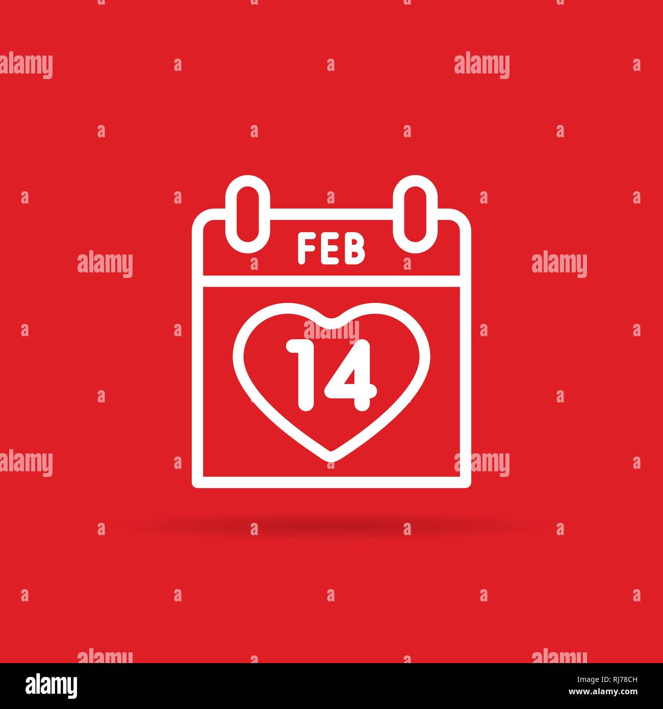 Valentine's Day calendar. February 14th illustration Stock Vector Image ...