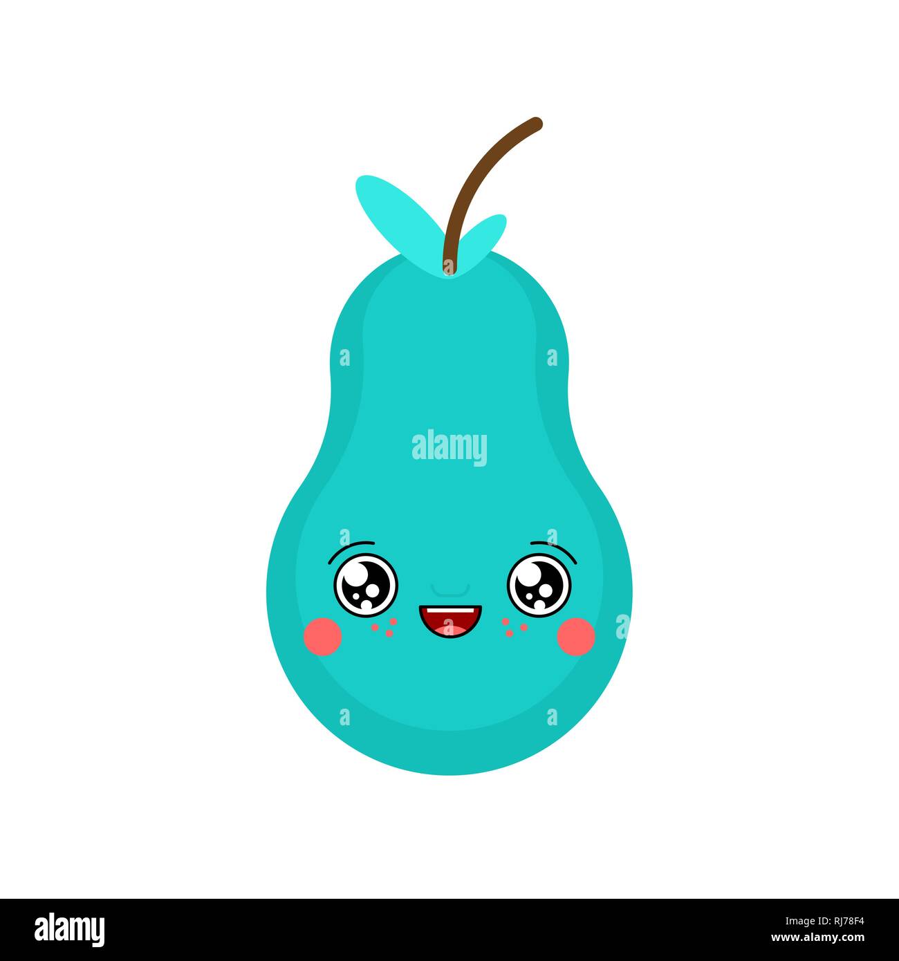 Pear kawaii Cute cartoon. Funny Fruit. Sweet food vector illustration ...