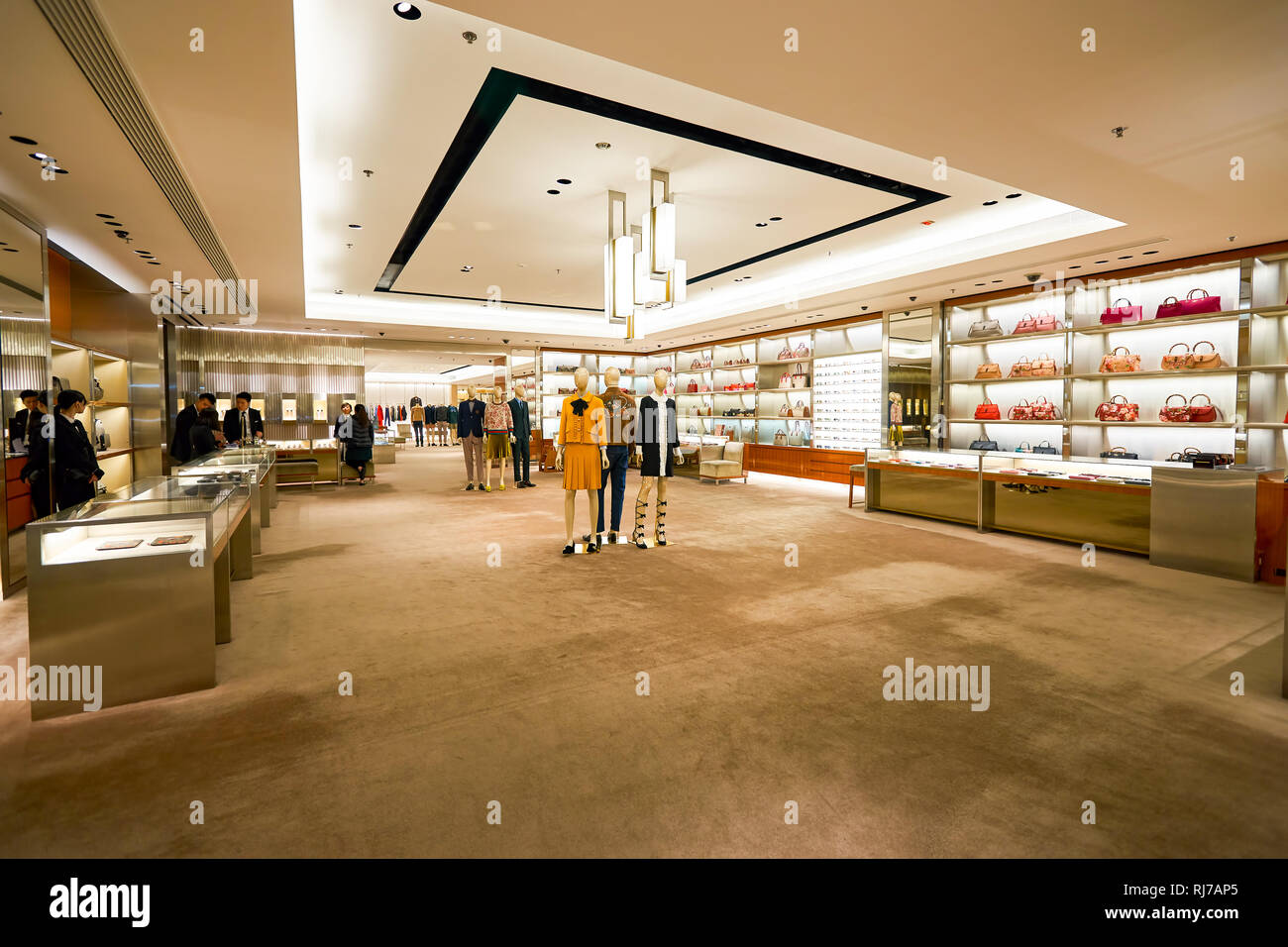 HONG KONG - JANUARY 27, 2016: interior of Gucci store at Elements ...