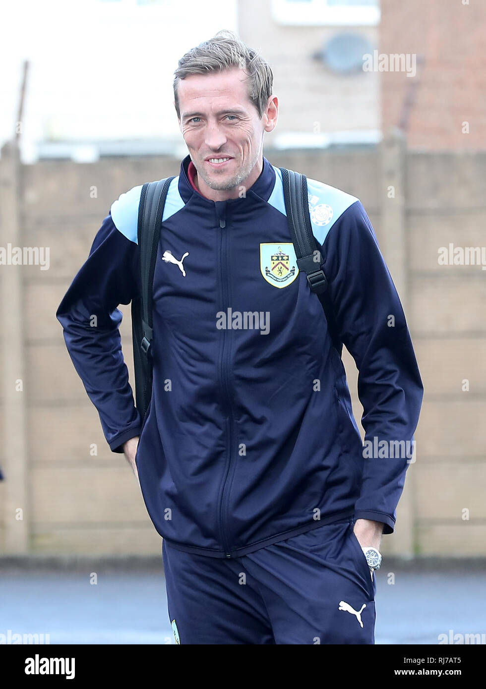 Burnley's Peter Crouch arrives at the stadium prior to the match Stock ...