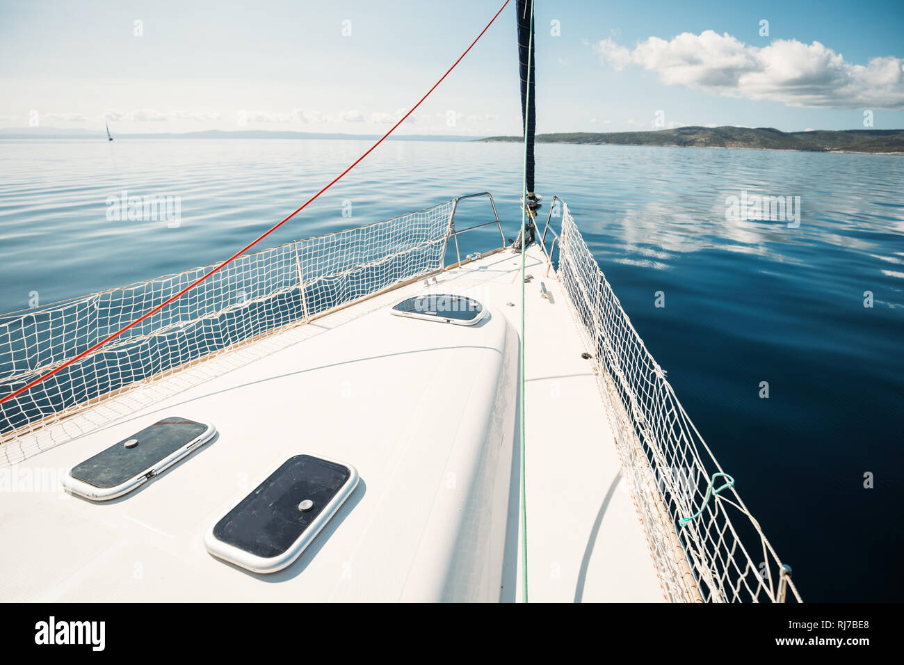 Portrait of sailing boat on open sea Stock Photo - Alamy