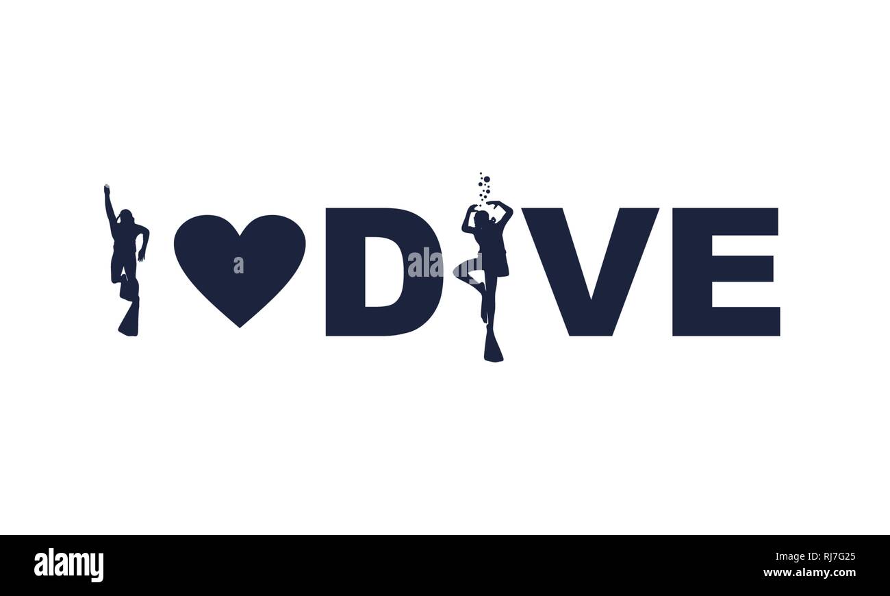 Scuba diving word silhouette hi-res stock photography and images - Alamy