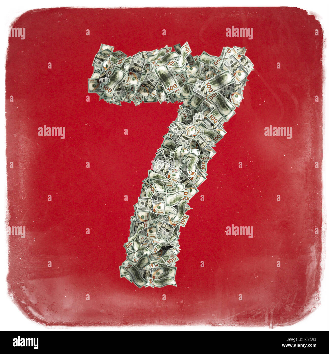 The Number 7 made from new 100 Dollar bills - 3D Rendering Stock Photo ...