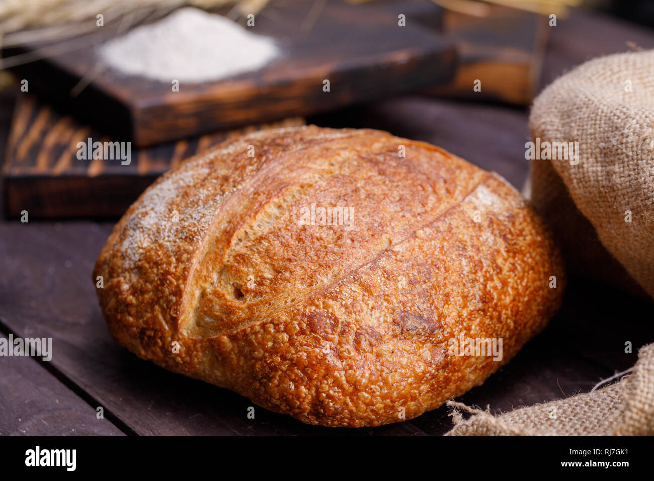 Craft bread. The concept of healthy food and traditional bakery. Rustic ...