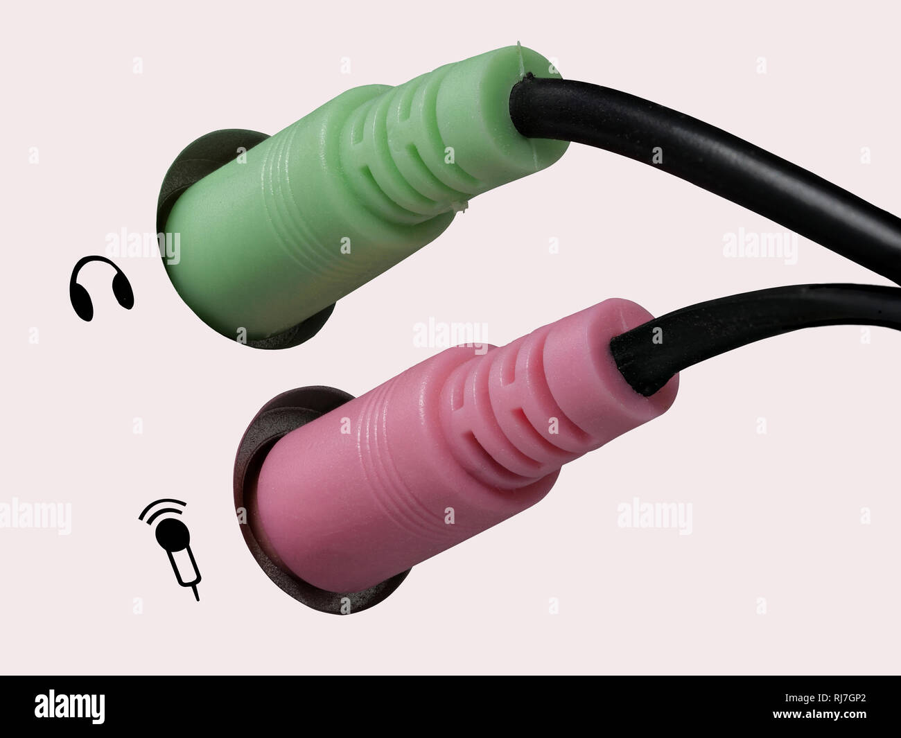 Plug for headphones, headsets and microphone on a computer, white ...