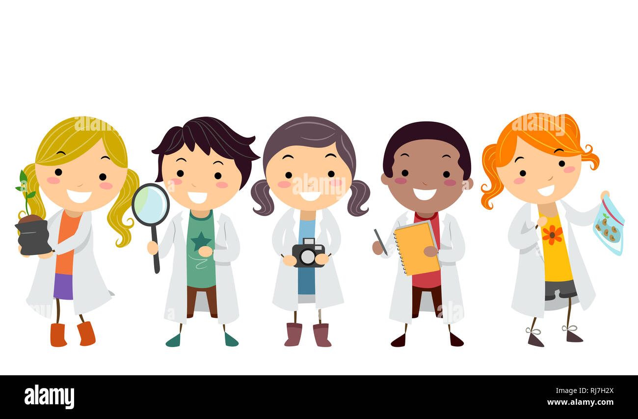 Illustration of Stickman Kids Scientist Wearing White Laboratory Gown ... Illustration of Stickman Kids Scientist Wearing White Laboratory Gown ...