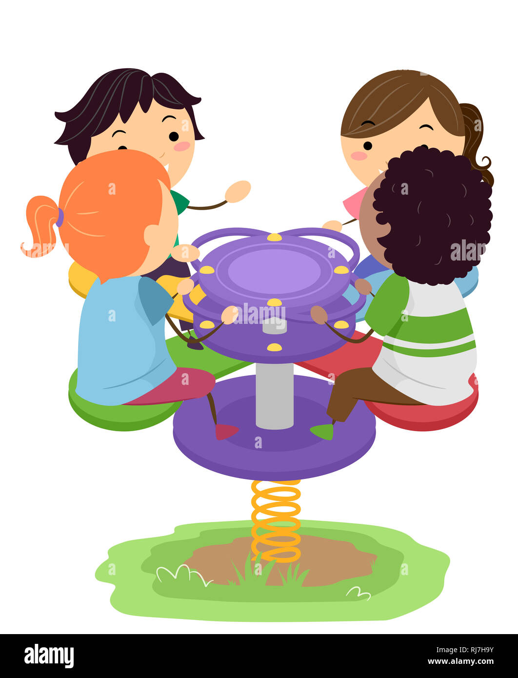 Illustration of Stickman Kids Using the Four Way Rocker at the ...