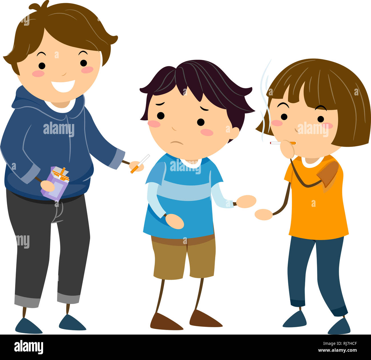 Illustration of Stickman Kids Pressuring Another Kid to Try Smoking ...