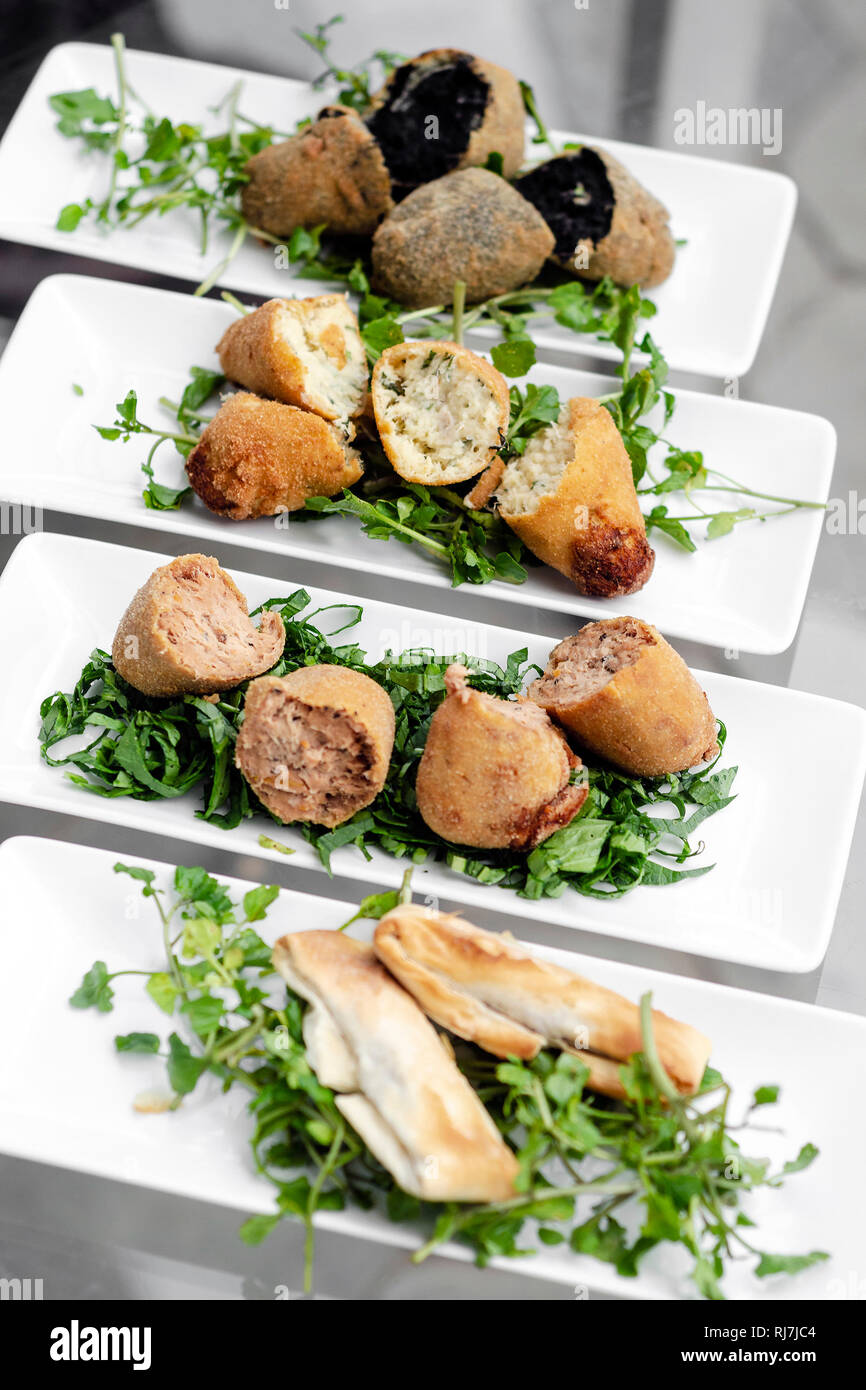 selection of traditional portuguese tapas snacks on lisbon restaurant ...