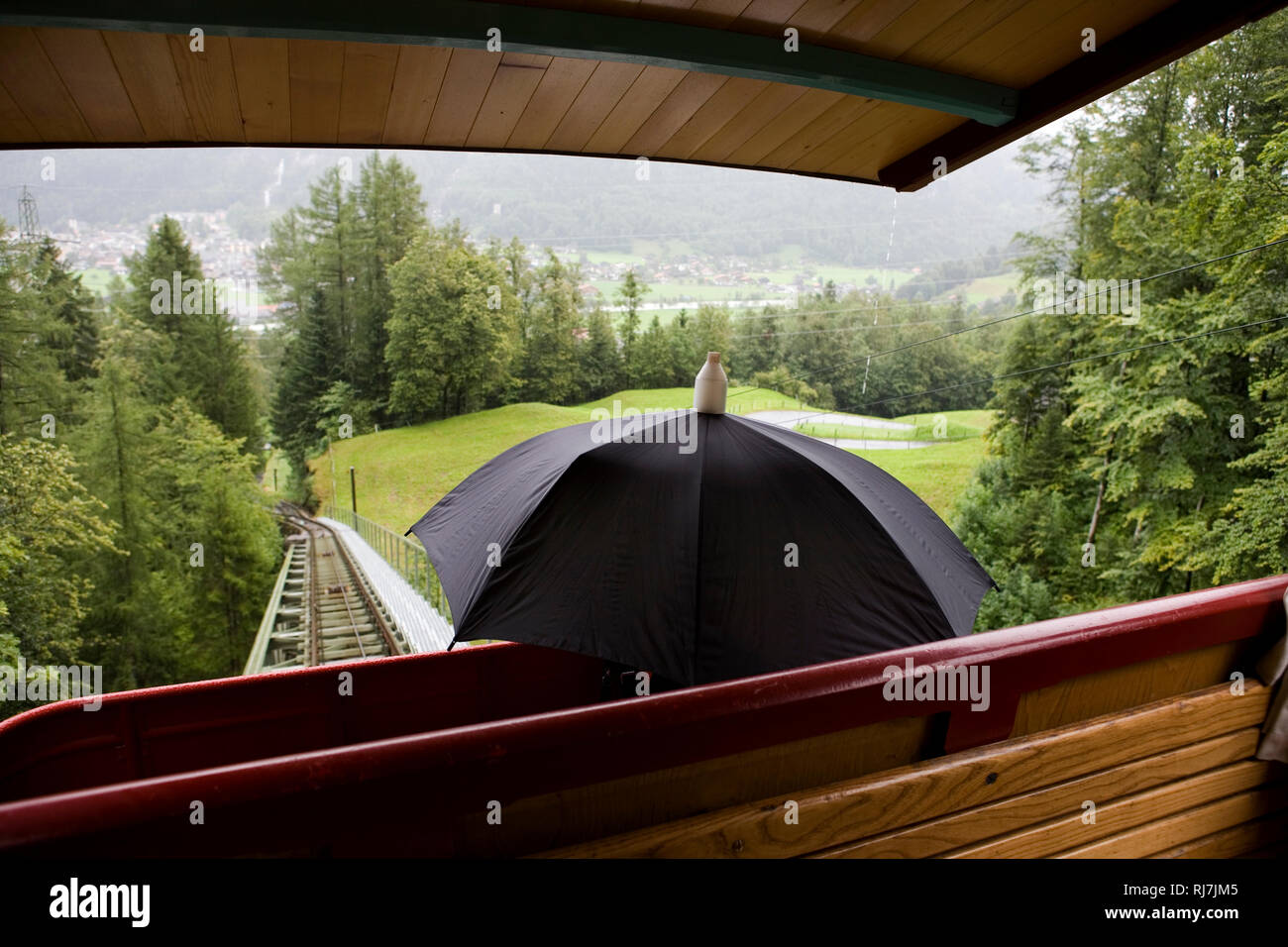 On board the Reichenbachfall-Bahn, aka RfB (in English the Richenbach ...