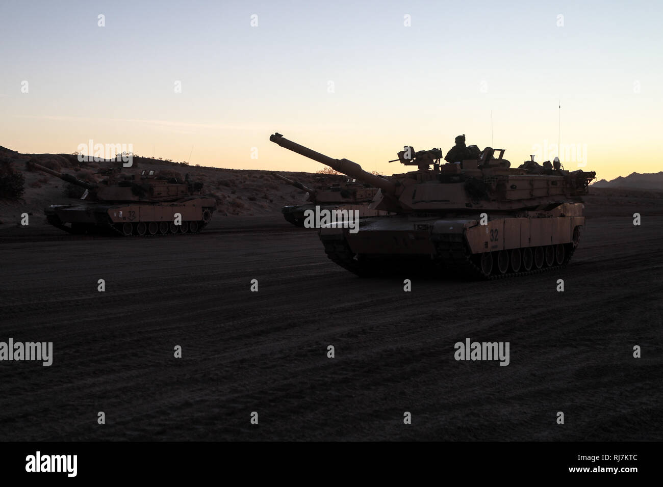 U.S. Army M1A2 Abrams tanks assigned to 3rd Armored Brigade Combat Team ...