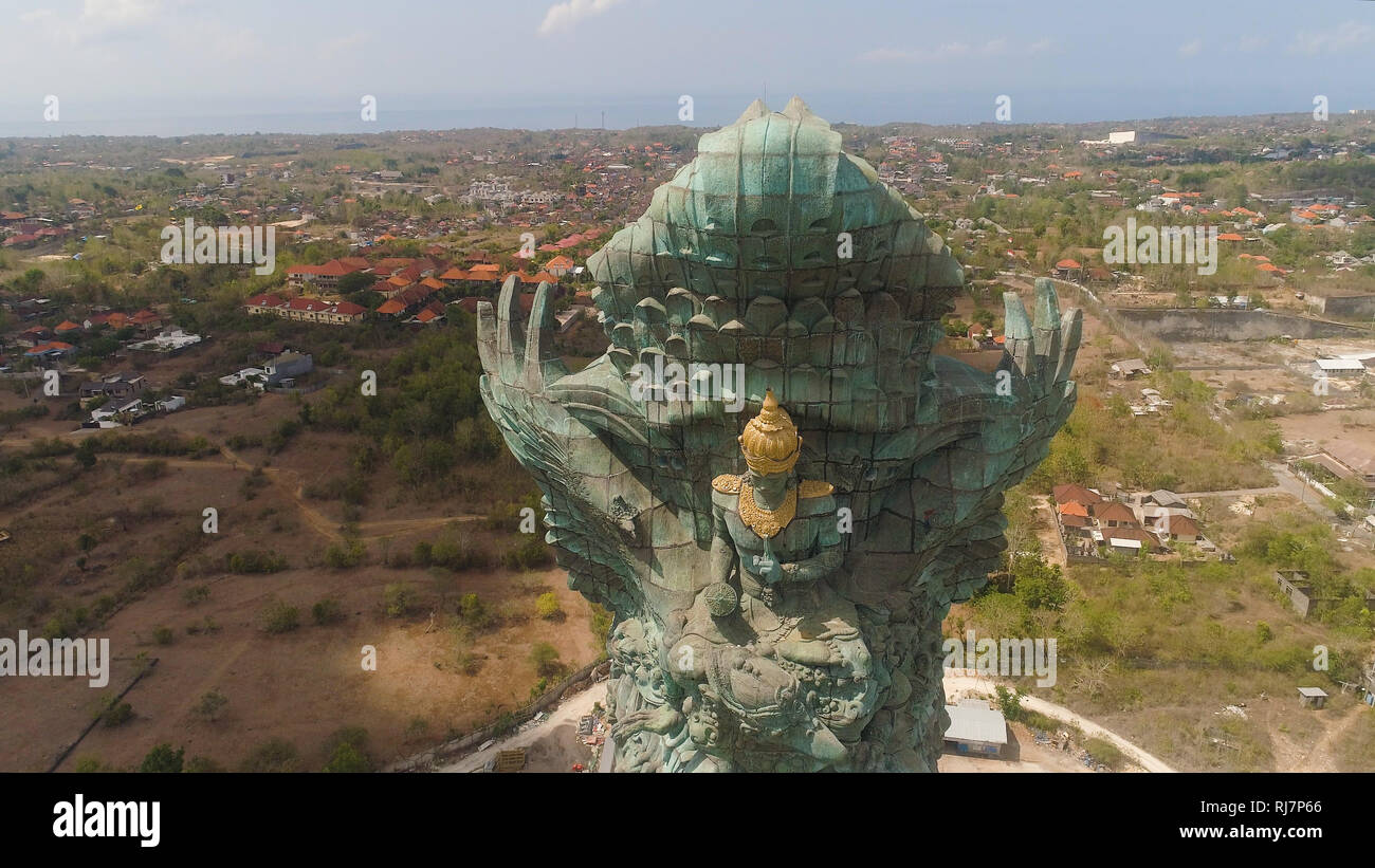 Aerial view statue hindu god garuda wisnu kencana Statue, Bali. Statue at entrance Garuda Wisnu ...