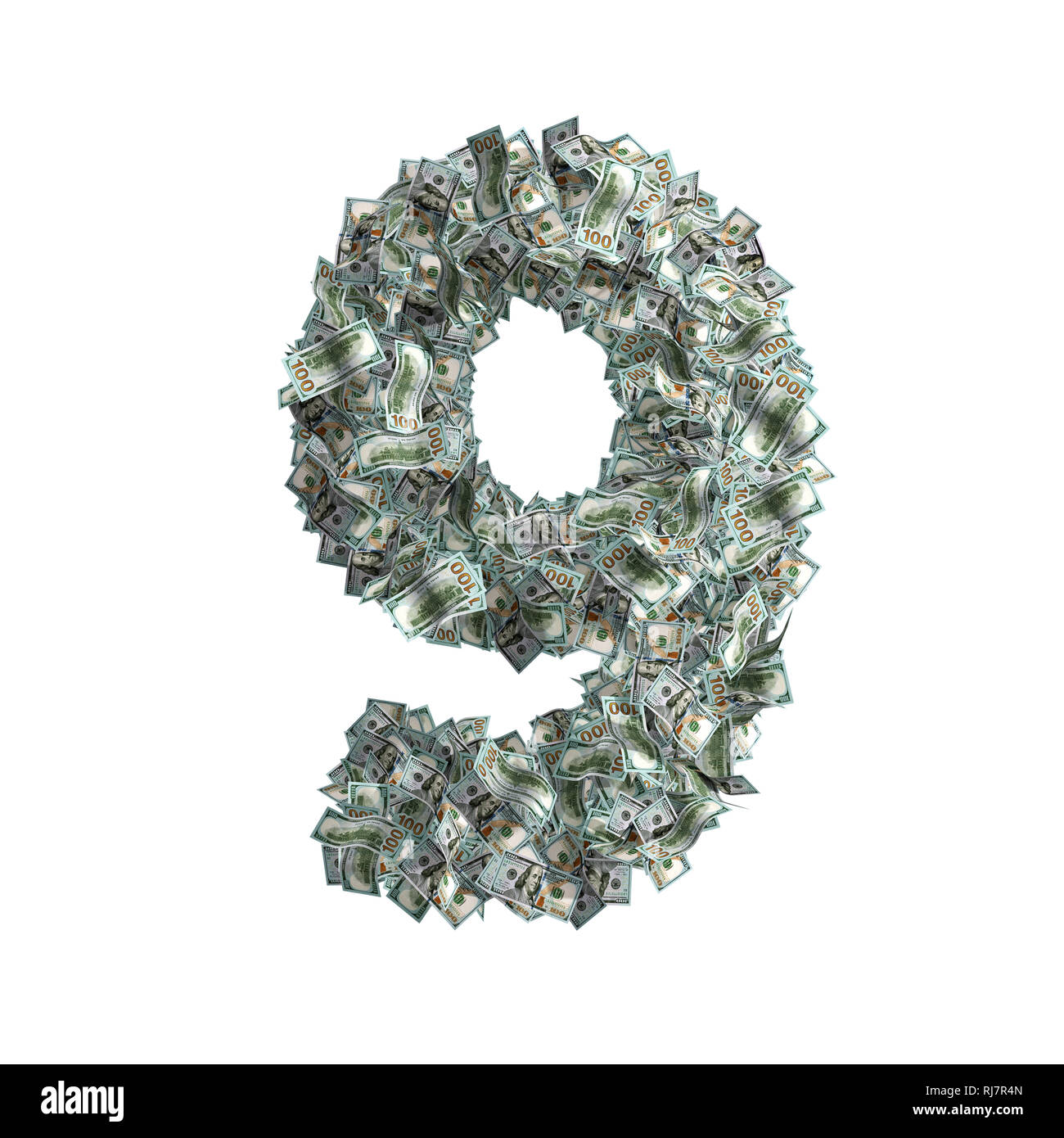 The Number 9 made from 100 Dollar banknotes Stock Photo - Alamy