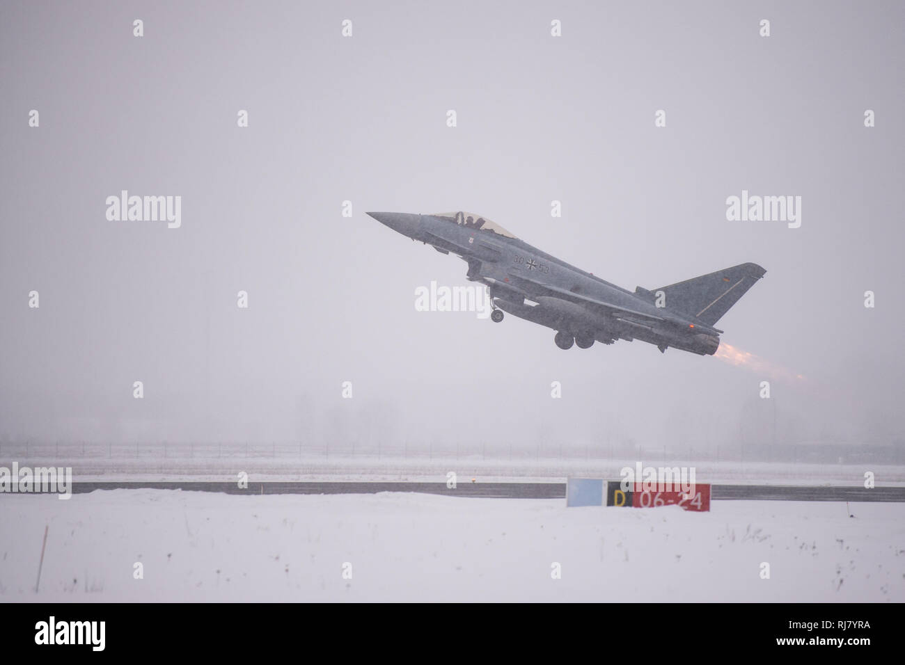 05 February 2019, Estonia, Ämari: A Eurofighter Typhoon of the Air ...
