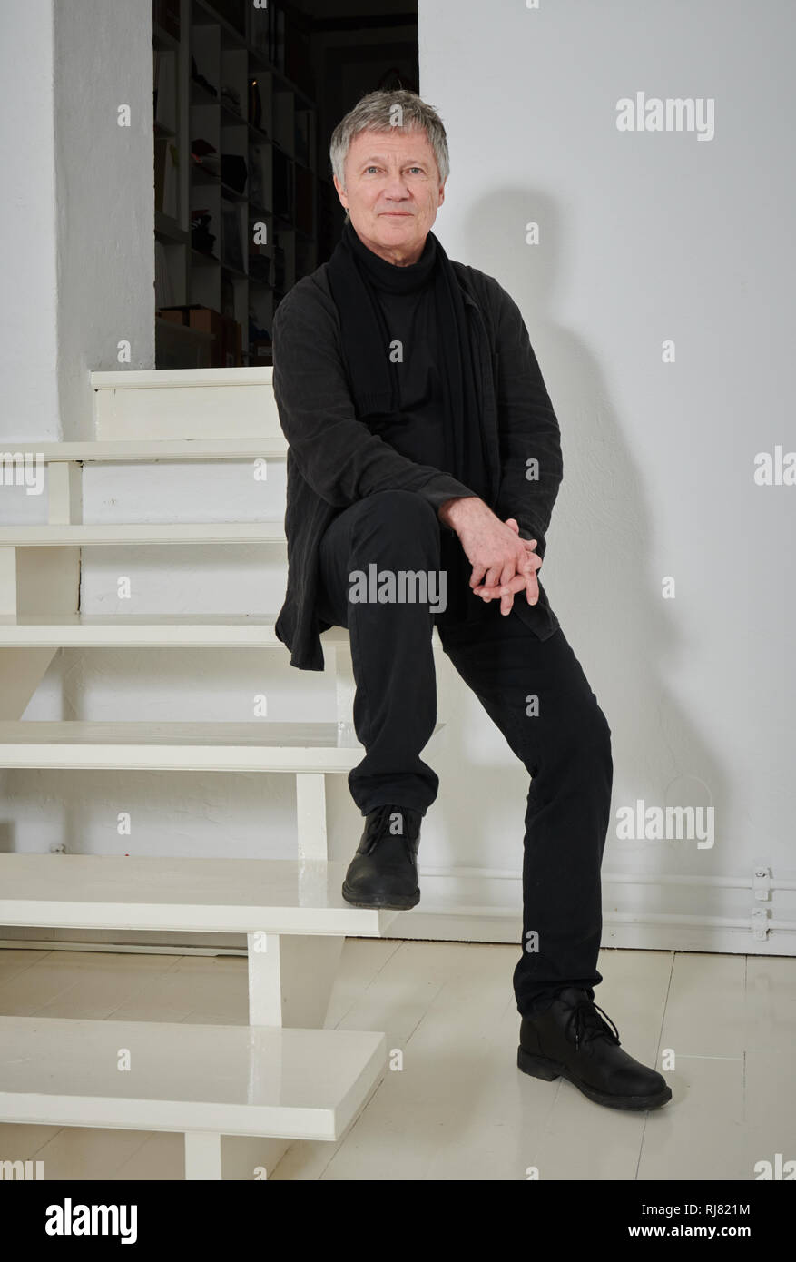 Berlin, Germany. 17th Jan, 2019. The musician Michael Rother sits on a ...