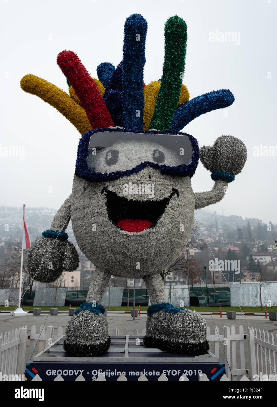 Sarajevo, Bosnia And Herzegovina. 5th February, 2019. Groodvy mascot of ...