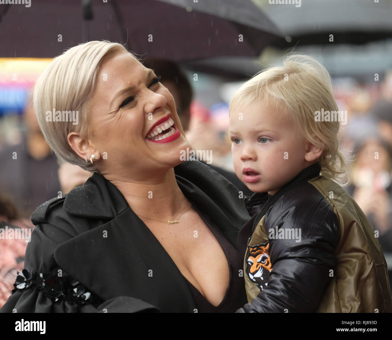 Los Angeles, California, USA. 5th Feb, 2019. Pink with her child ...