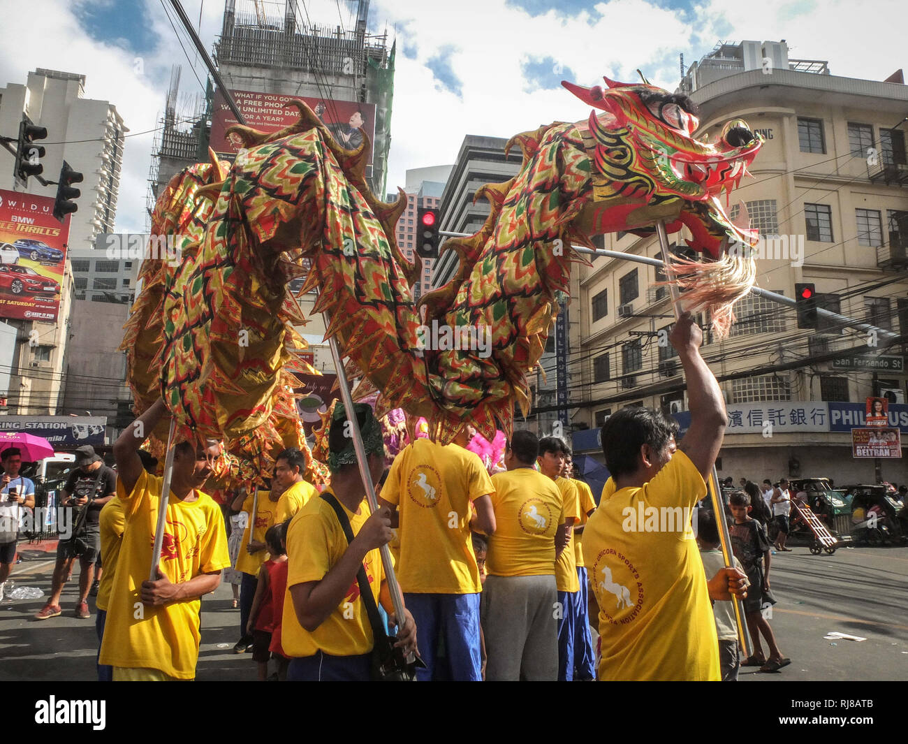 Manila, Philippines. 5th Feb, 2019. Members of the Dragon dancers ...