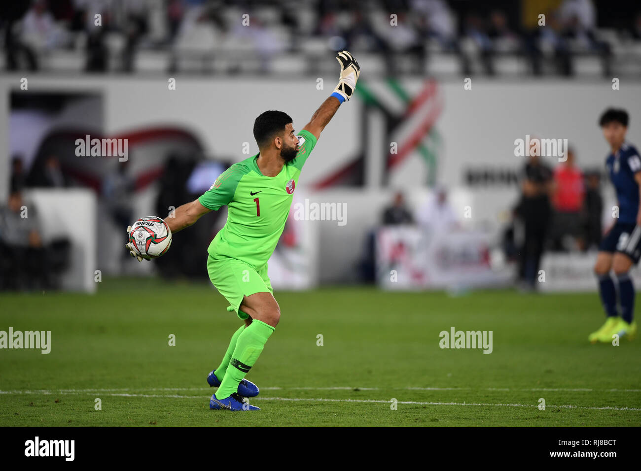 Saad Al Sheeb goalkeeper of Qatar seen in action during the final Asian ...