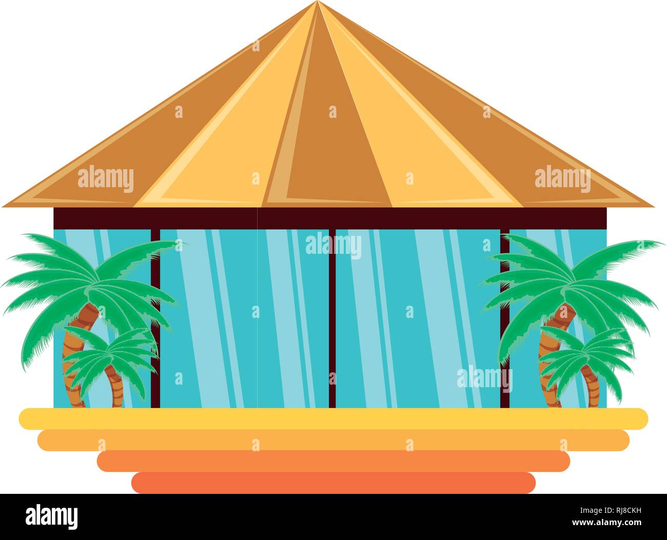 tropical paradise hotel building vector illustration design Stock ...