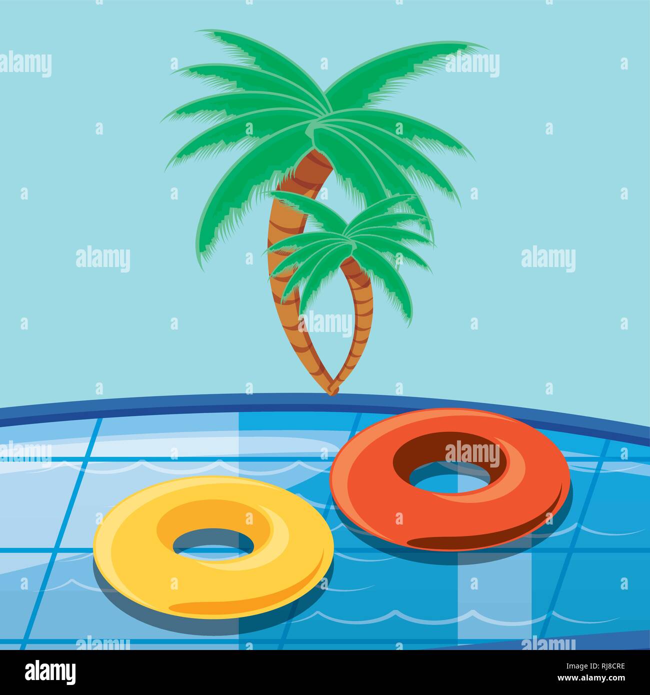 pool luxury with floats vector illustration design Stock Vector Image ...