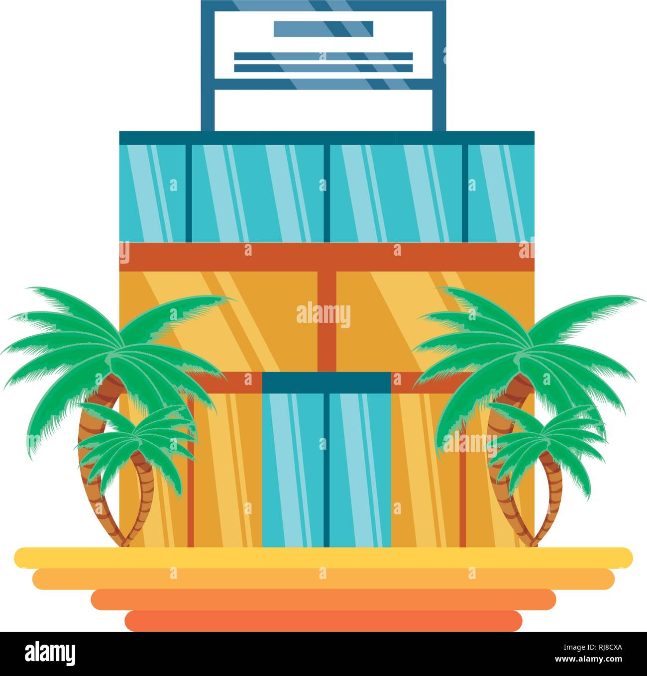 tropical paradise hotel building vector illustration design Stock ...