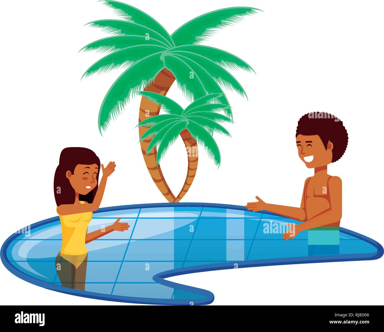 Young couple in swimming pool Stock Vector Images - Alamy
