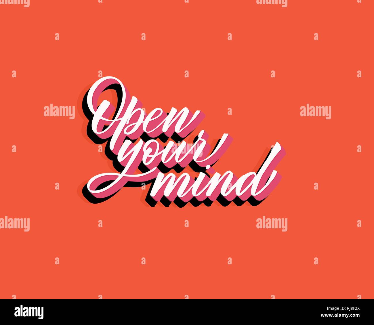 Open your mind - hand lettering inscription to holiday design, black ...