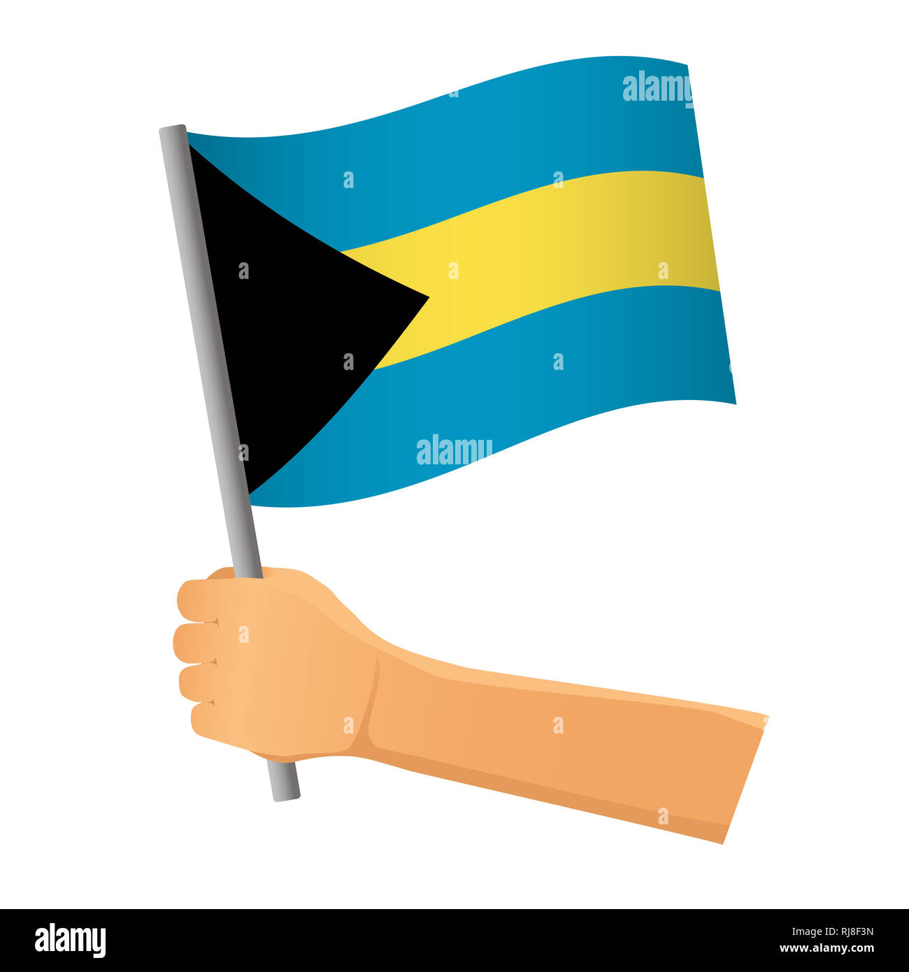 Bahamas flag in hand. Patriotic background. National flag of Bahamas ...
