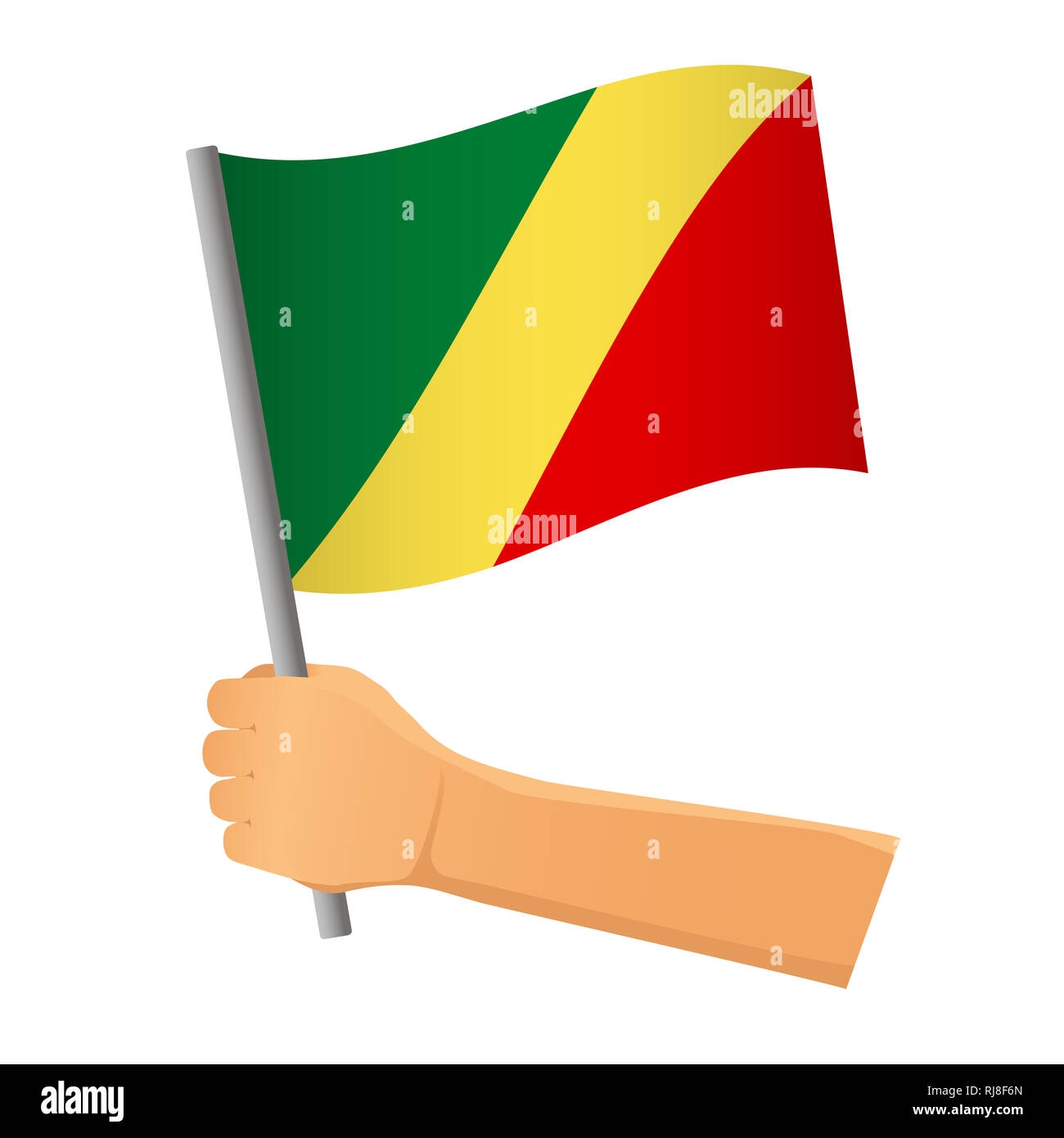 Congo flag in hand. Patriotic background. National flag of Congo ...
