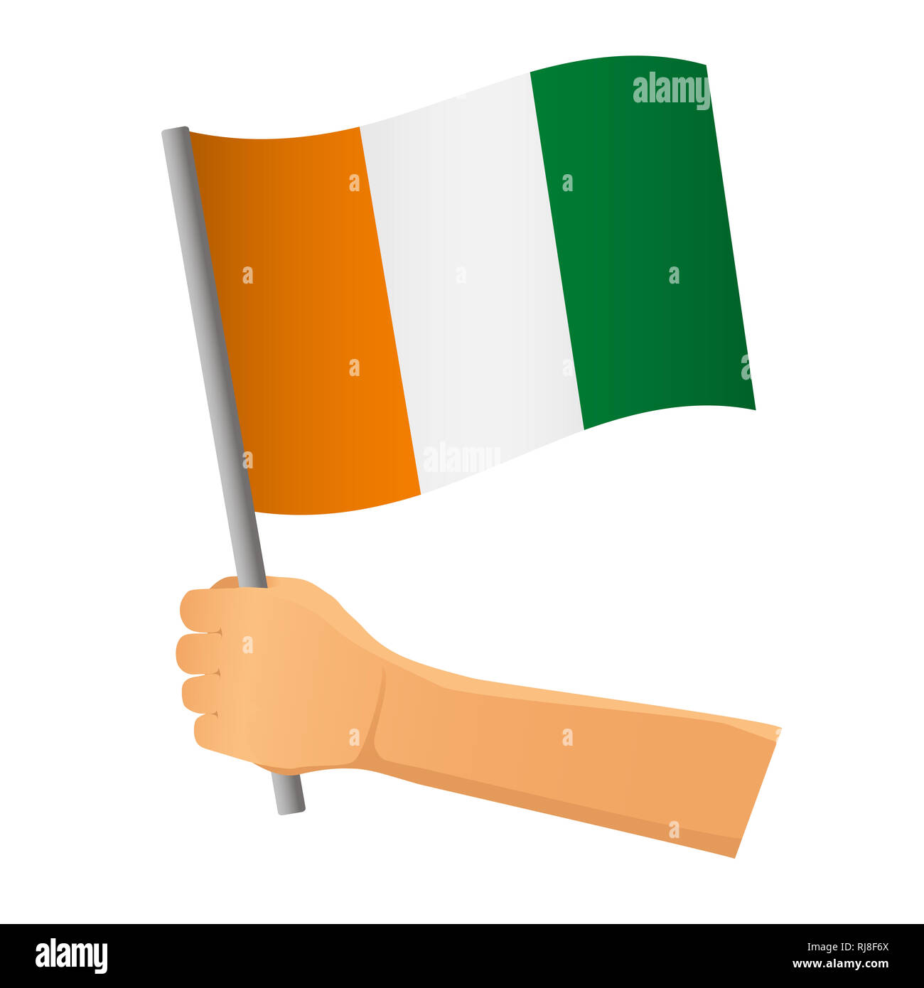 Cote Divoire Ivory Coast Flag In Hand Patriotic Background
