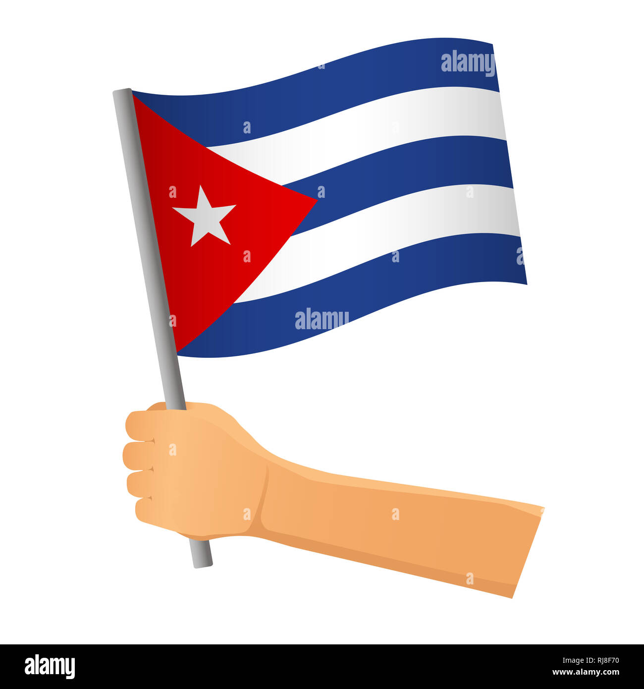 Cuba flag in hand. Patriotic background. National flag of Cuba ...